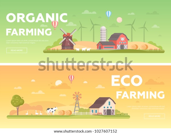 Organic Farming Set Modern Flat Design Stock Vector (Royalty Free ...