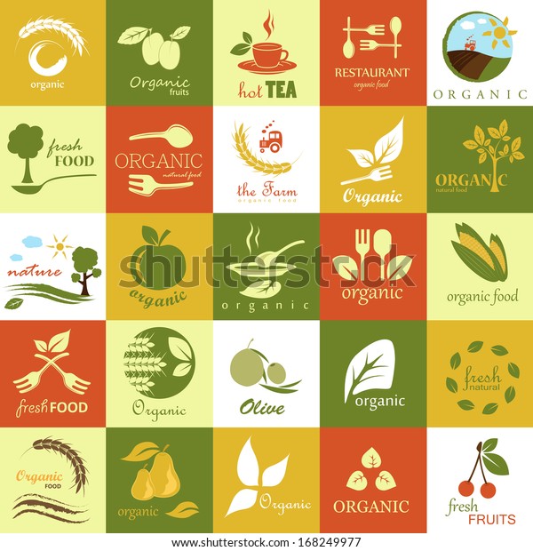 Organic Icons Set Isolated On White Stock Vector (Royalty Free) 168249977