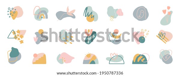 Organic Shapes Compositions Set Hand Draw Stock Vector (Royalty Free ...