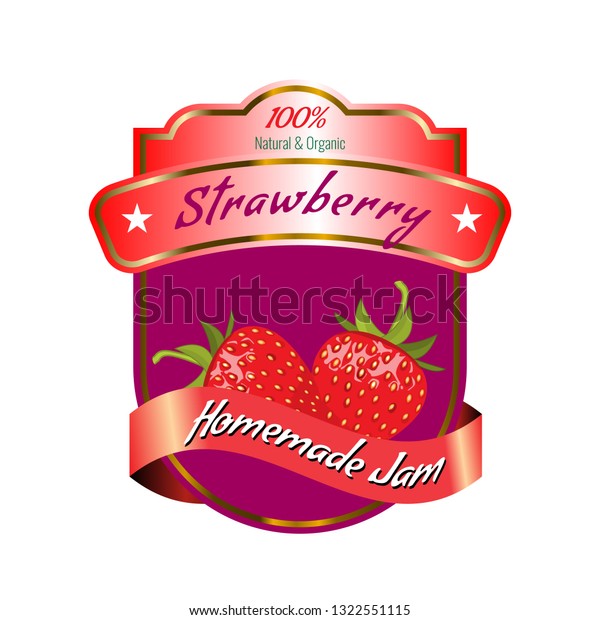 Organic Strawberry Label Design Jam Package Stock Vector (Royalty Free ...