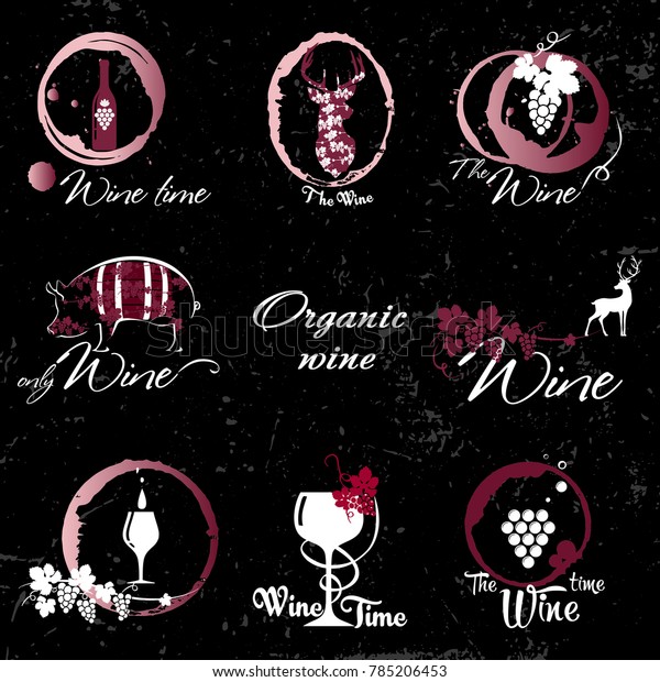 Organic Wine Logo Set Badges Labels Stock Vector (Royalty Free ...