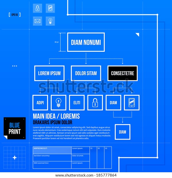 Organization Chart Template Blueprint Style Eps10 Stock Vector (Royalty ...