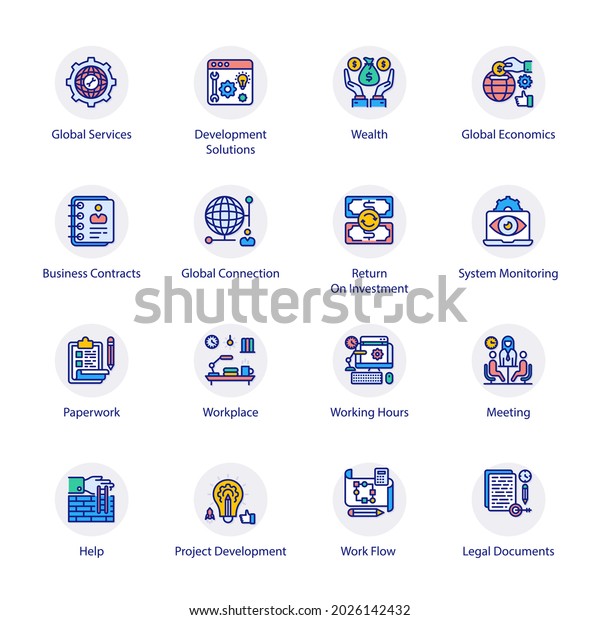 Organization Flat Circle Icons Vectors Stock Vector (Royalty Free ...