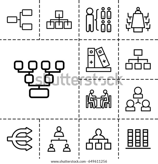 Organization Icon Set 13 Outline Organization Stock Vector (Royalty ...