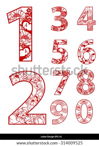 Стоковая векторная графика «Oriental Style Vector Numbers Traditional ...