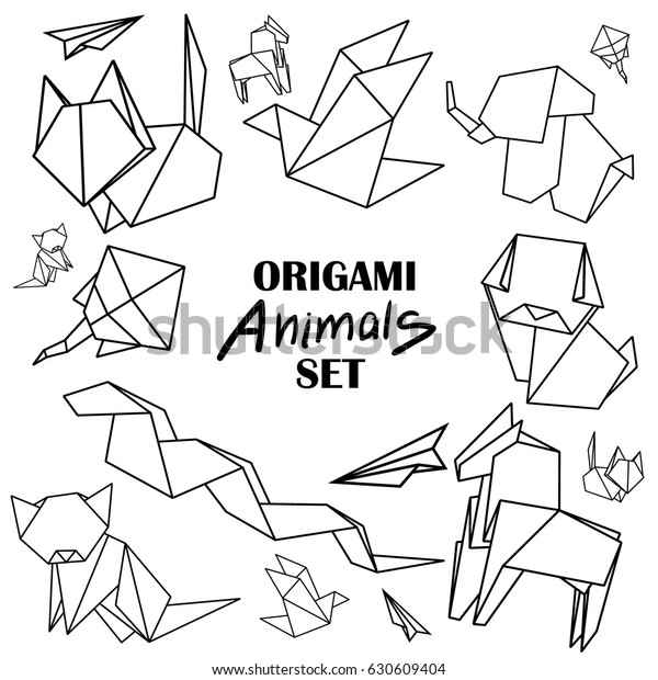 Origami Animals Set Animals Paper Snake Stock Vector (Royalty Free ...