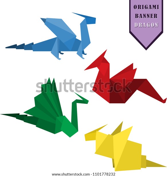 Origami Banner Dragon Stock Vector (Royalty Free) 1101778232 | Shutterstock