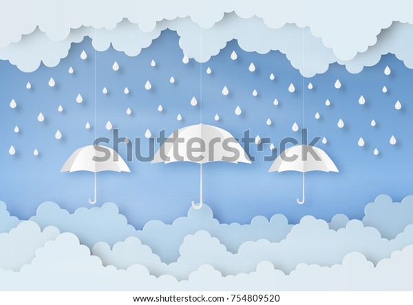 Origami Made Rainy Weather Forecast Water Stock Vector (Royalty Free ...