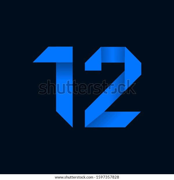 Origami Paper Font Number Twelve 12: เวกเตอร์สต็อก (ปลอดค่าลิขสิทธิ์ ...