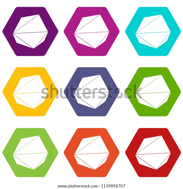 Origami Stone Icons 9 Set Coloful Stock Vector (Royalty Free ...