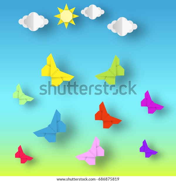Origami Style Crafted Out Paper Cut Stock Vector (Royalty Free ...