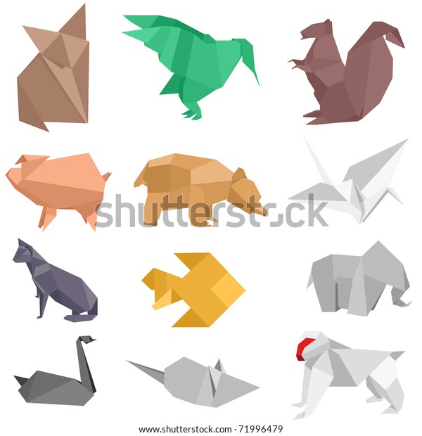ilustraciones al estilo origami de diferentes animales