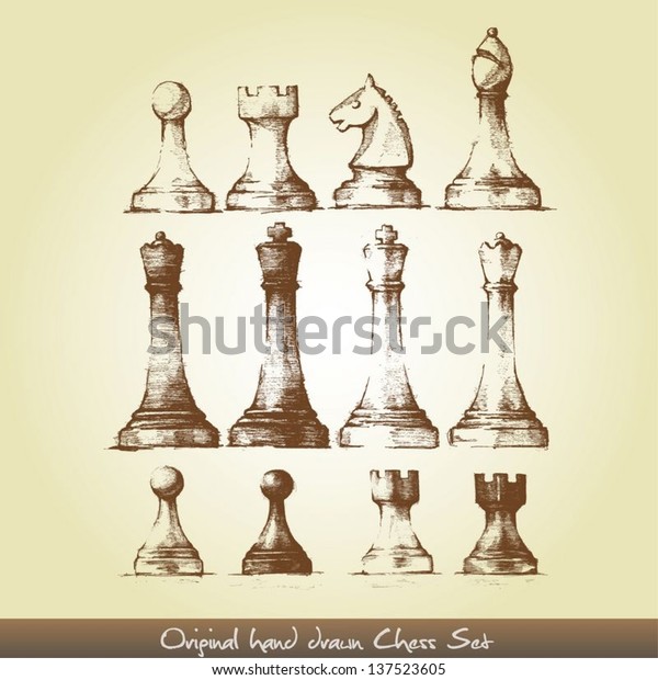 Original Hand Drawn Chess Set Stock Vector (Royalty Free) 137523605 ...