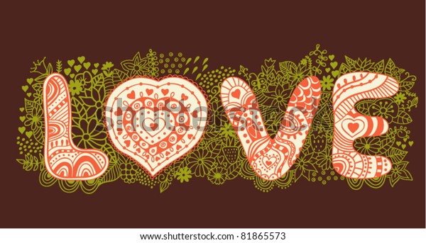 Original Hand Drawn Word Love Romantic Stock Vector (Royalty Free ...