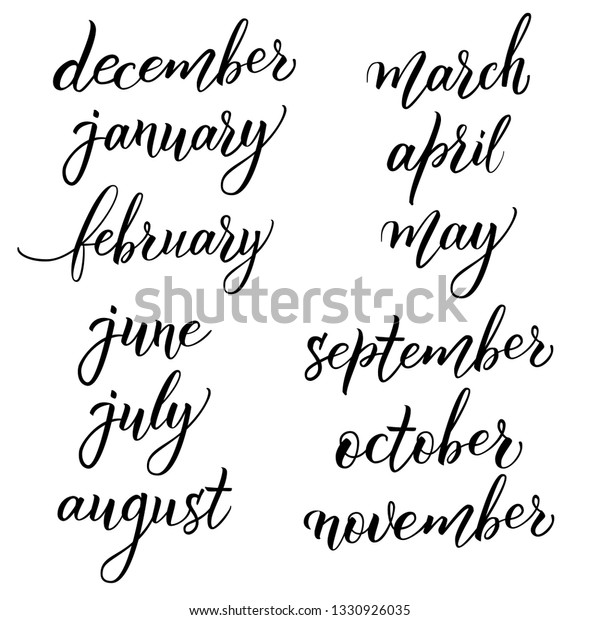 Original Handwritten Lettering Set Months December Stock Vector ...