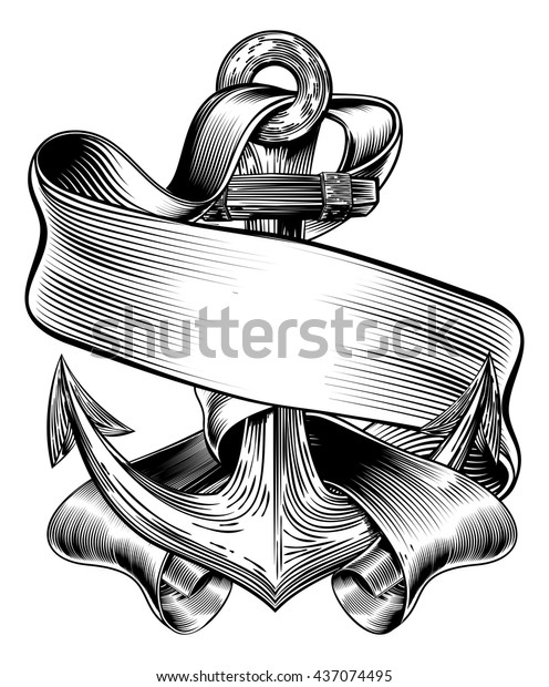 Original Illustration Ships Anchor Scroll Banner Stock Vector (Royalty ...