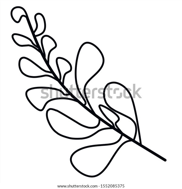 Original Leaf Branch Outline Doodle Illustration Stock Vector (Royalty ...