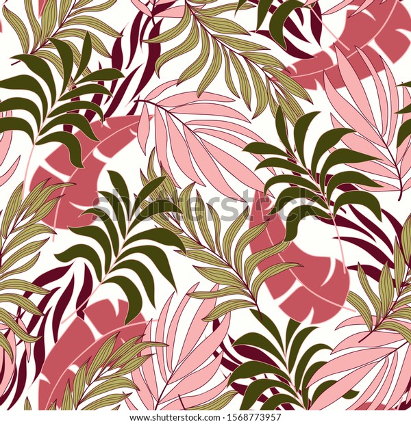 Original Seamless Tropical Pattern Bright Pink Stock Vector (Royalty ...