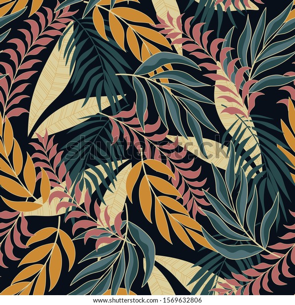 Original Seamless Tropical Pattern Bright Yellow Stock Vector (Royalty ...