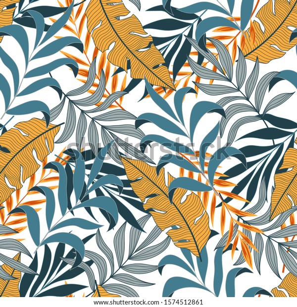 Original Seamless Tropical Pattern Bright Yellow Stock Vector (Royalty ...