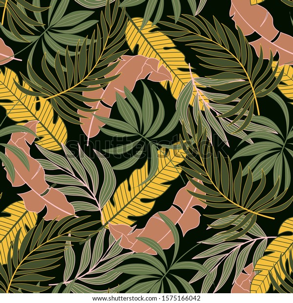 Original Seamless Tropical Pattern Bright Yellow Stock Vector (Royalty ...