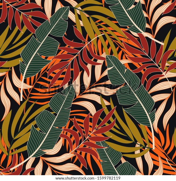 Original Seamless Tropical Pattern Bright Red Stock Vector (Royalty ...