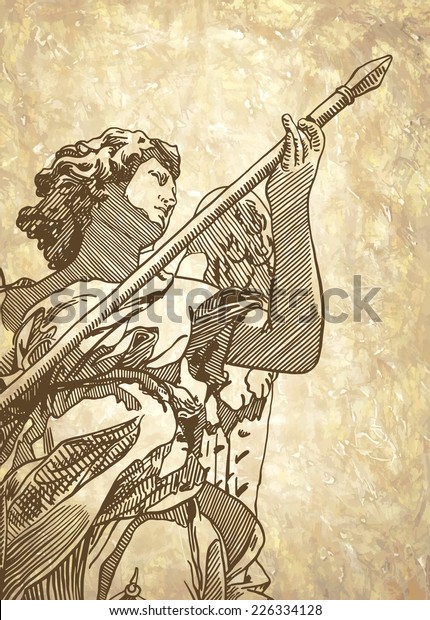 Original Sketch Digital Drawing Marble Statue Stock Vector (Royalty ...