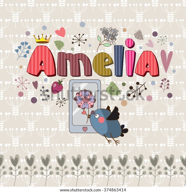 Original Spelling Name Amelia Stock Vector (Royalty Free) 374863414 ...