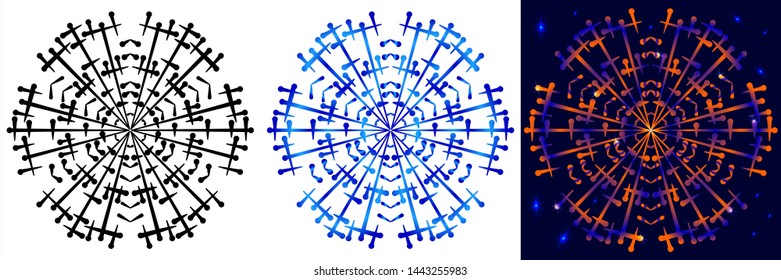 Original Stylized Snowflake Three Versions Black Stock Vector (Royalty ...