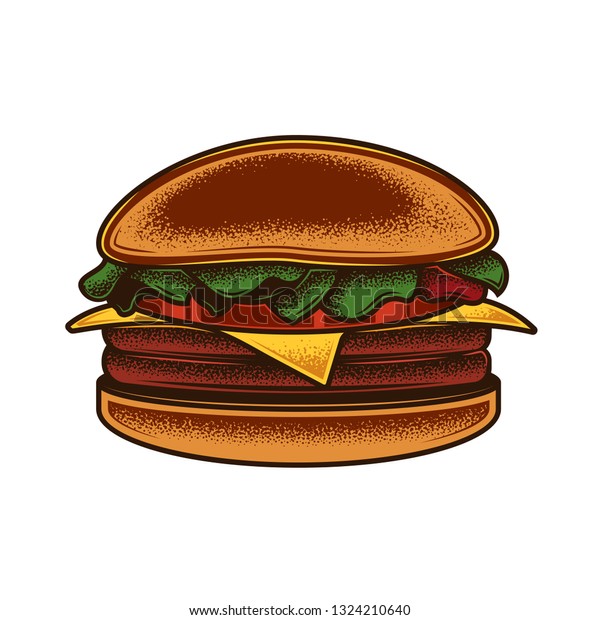Original Vector Illustration American Classic Burger Stock Vector ...