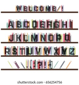 Original Vector Library Font Book Alphabet 스톡 벡터(로열티 프리) 656254756 ...