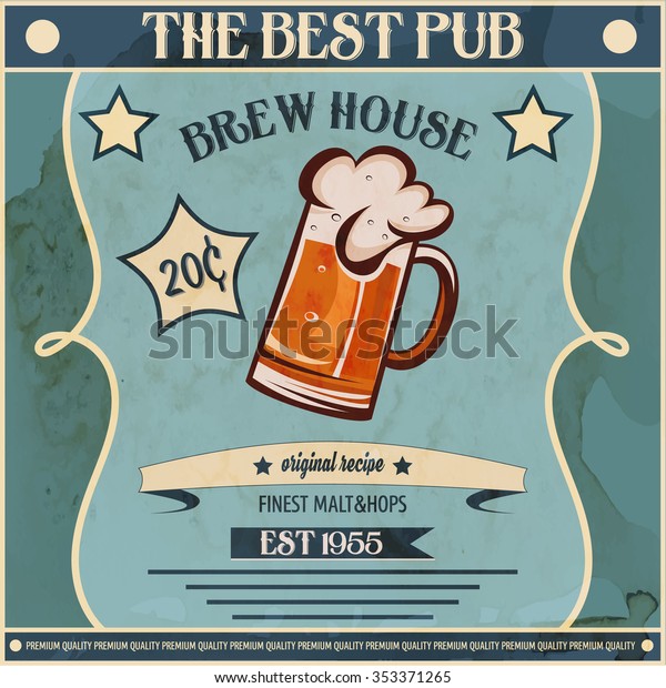 Original Vintage Beer Poster Vector Illustration Stock Vector (Royalty ...