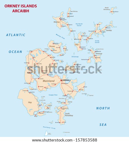 Orkney Islands Road Map Stock Vector (Royalty Free) 157853588 ...
