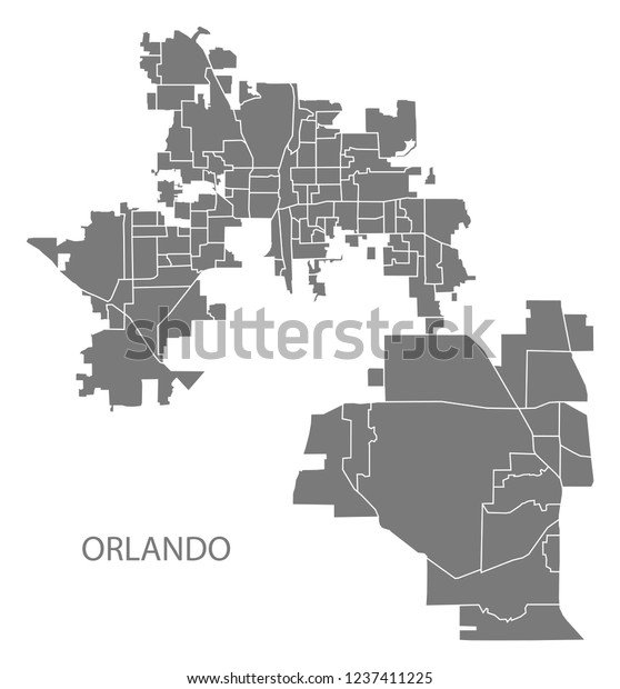 Orlando Florida City Map Neighborhoods Grey: เวกเตอร์สต็อก (ปลอดค่า ...