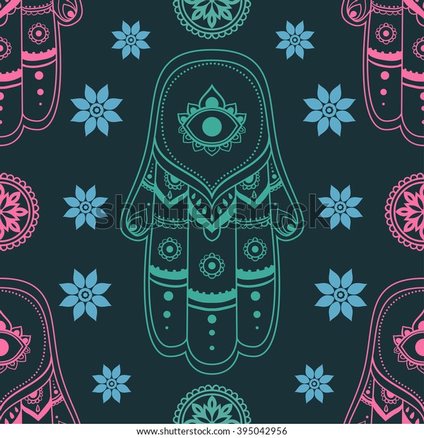 Ornament Card Hamsa Geometric Circle Element Stock Vector (Royalty Free ...