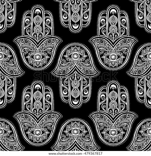 Ornament Card Hamsa Geometric Circle Element Stock Vector (Royalty Free ...