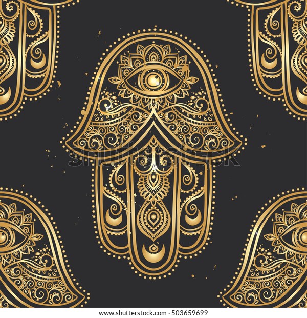 Ornament Pattern Gold Hamsa Geometric Circle Stock Vector (Royalty Free ...