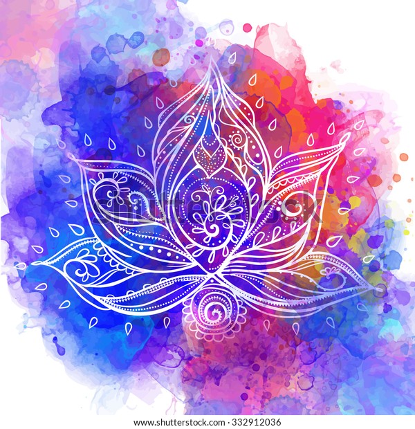Ornamental Boho Style Lotus Flower Geometric Stock Vector Royalty Free 332912036