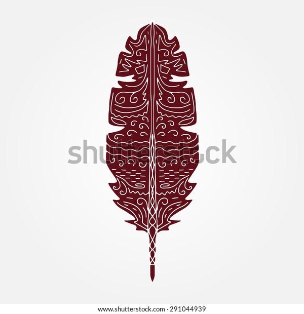 Ornamental Feather Tribal Feather Stock Vector (Royalty Free) 291044939 ...