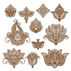 floral elements and patterns of indian style | Stock Photo and Image ...