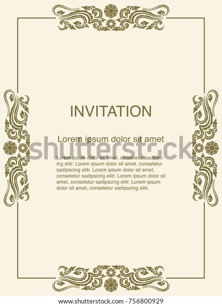Ornamental Invitation Card Background Frame Border Stock Vector ...