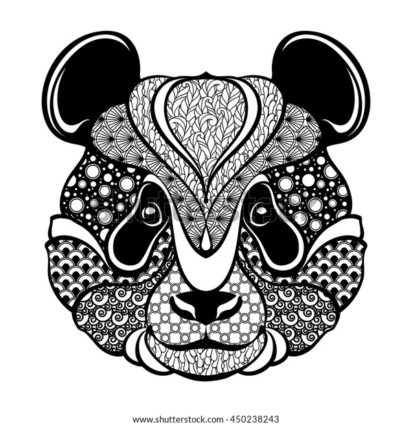 Ornamental Patterned Head Panda Zentangle Doodle : image vectorielle de ...