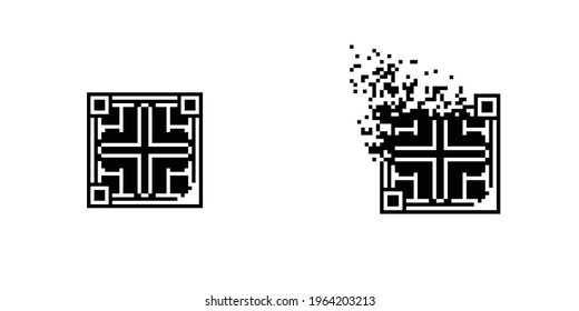 Ornamental Qr Code Dispersed Filled Rectange Stock Vector (Royalty Free ...