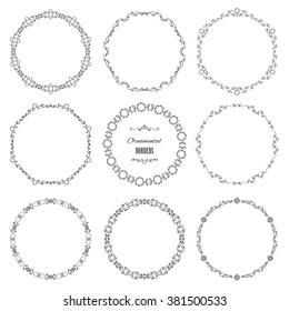 Collection Round Decorative Ornamental Border Frames Stock Vector ...