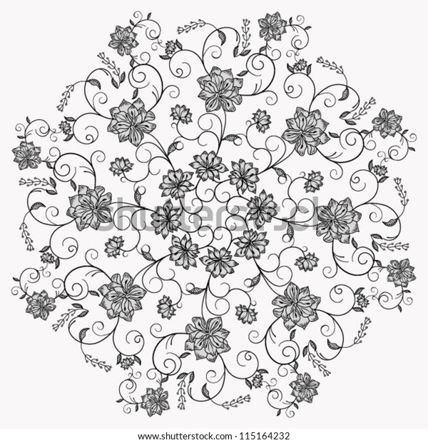 Ornamental Round Floral Lace Pattern Stock Vector (Royalty Free) 115164232
