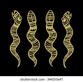 Ornamental Snake Ethnic Patterns Stock Vector (Royalty Free) 344355647 ...