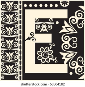 Ornamental Vector Abc Decorative Letter E Stock Vector (Royalty Free ...