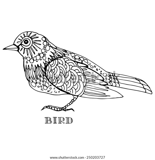 Ornate Bird Handdrawn Vector Illustration Stock Vector (Royalty Free ...