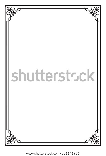 Ornate Black Square Frame Corners A4 Stock Vector (Royalty Free) 551141986