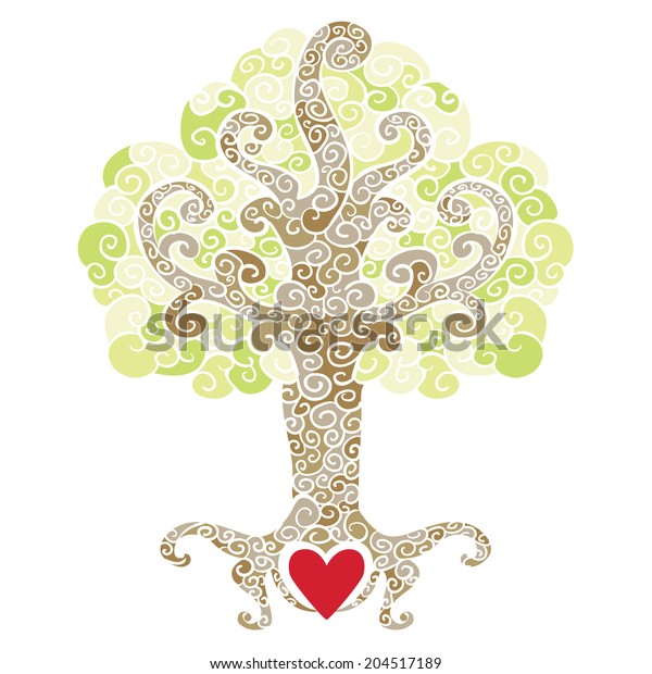Ornate Decorative Tree Heart Symbol Roots Stock Vector (Royalty Free ...